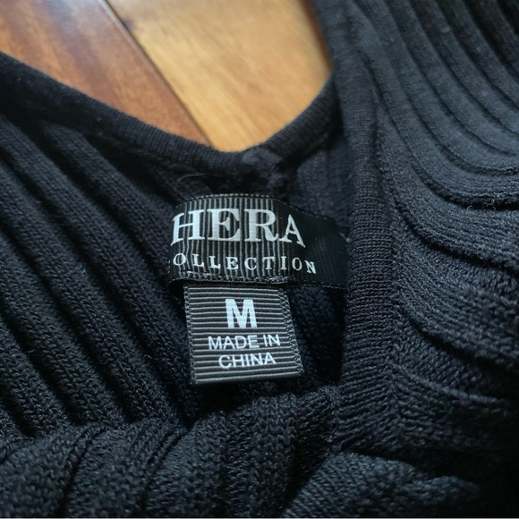 Hera Collection | Dresses | Hera Black Vneck Ribbed Knit Long Sleeve ...